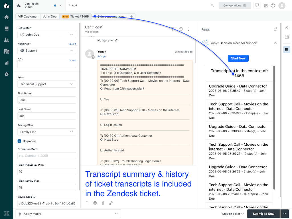 Yonyx Interactive Decision Trees App Integration with Zendesk Support